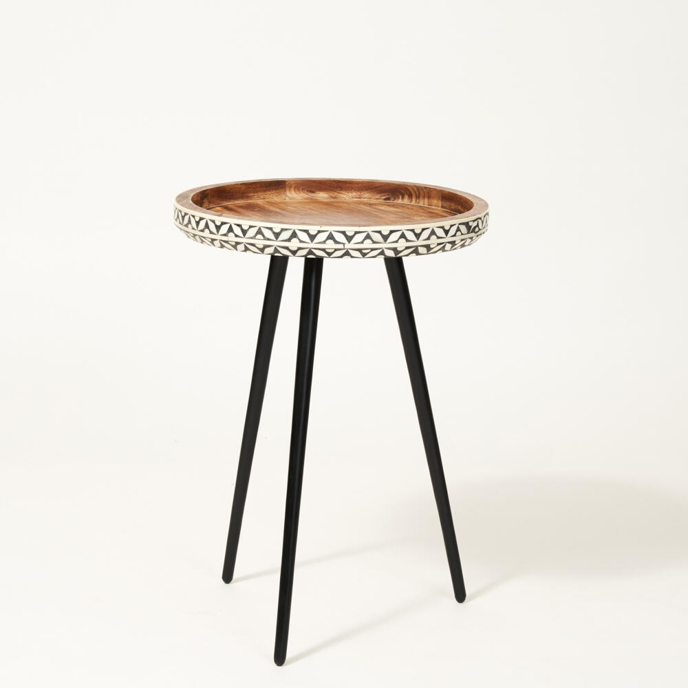 Black and White Patterned End Table - Ashley and Company