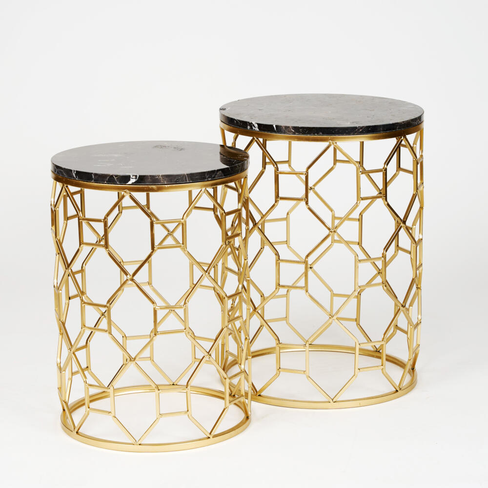 Gold Marbled End Tables - Ashley and Company